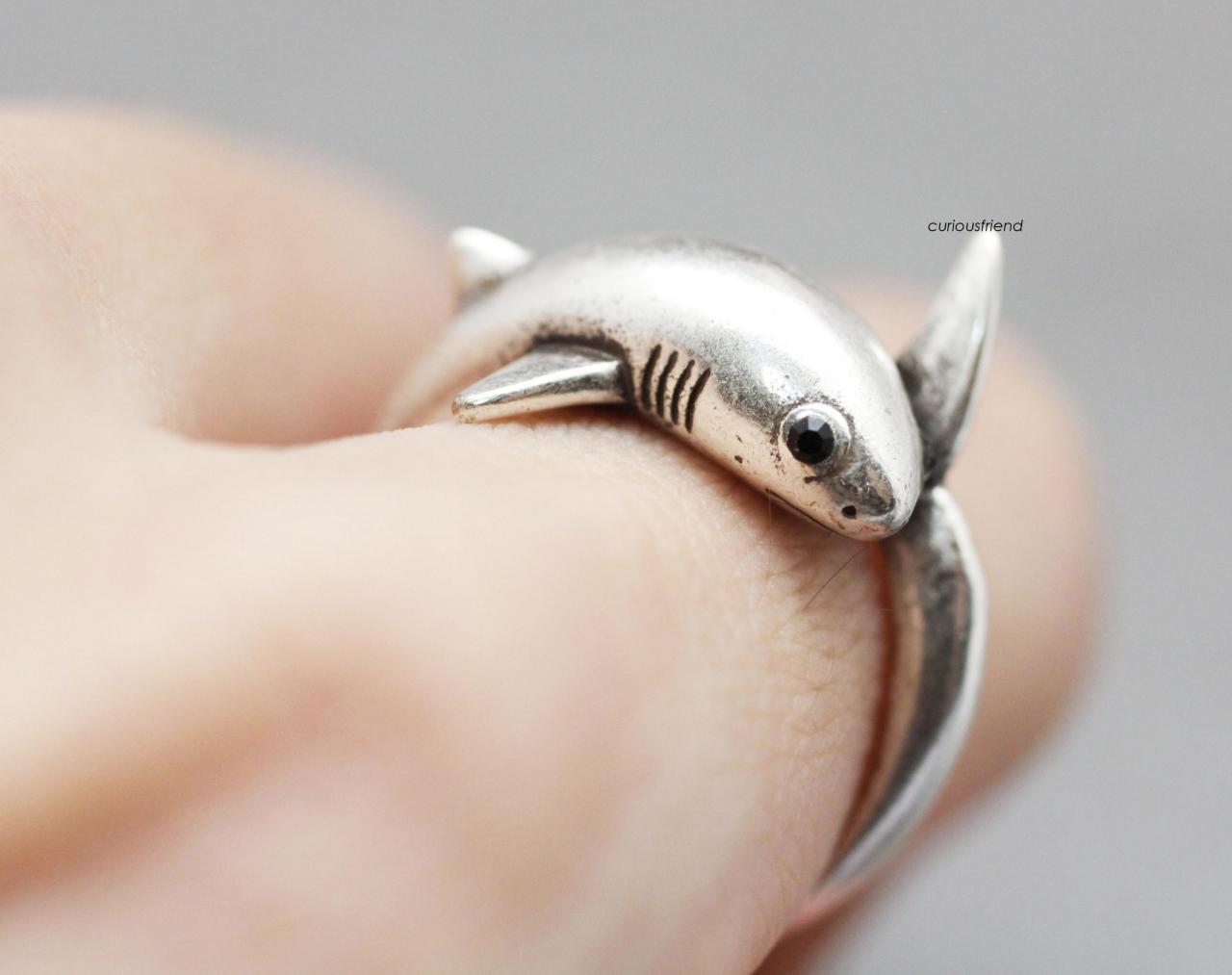 Adjustable Retro Shark Ring , Animal Ring, Antique Tone Jewelry Size ...