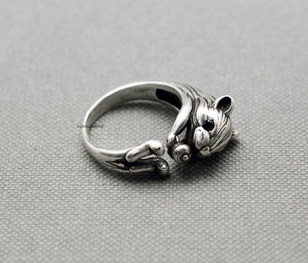 Adjustable Cute Squirrel With Acorn Ring,animal Ring, Antique Tone ...