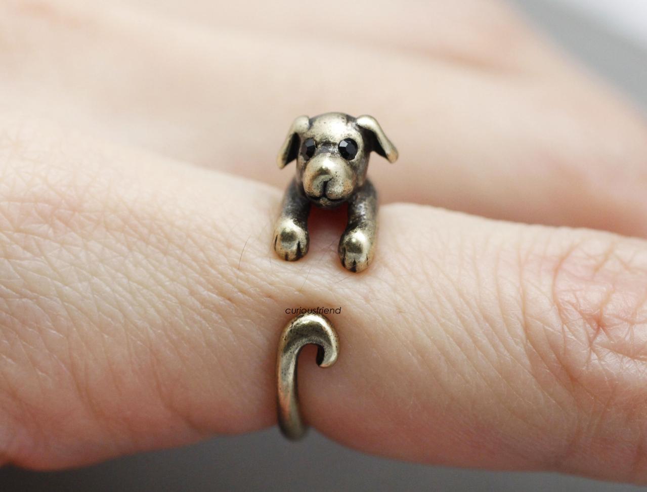Adjustable Cute Puppy Ring ,animal Ring,dog Ring, Antique Tone Jewelry ...