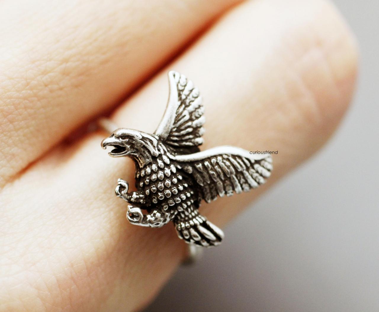 Adjustable Flying Eagle Ring,animal Ring, Antique Tone Jewelry Size ...