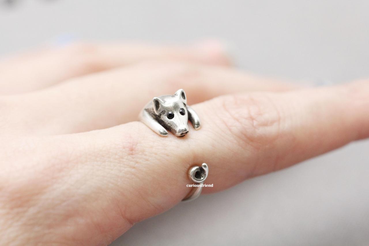 Adjustable Cute Pig Ring ,animal Ring, Antique Tone Jewelry Size ...