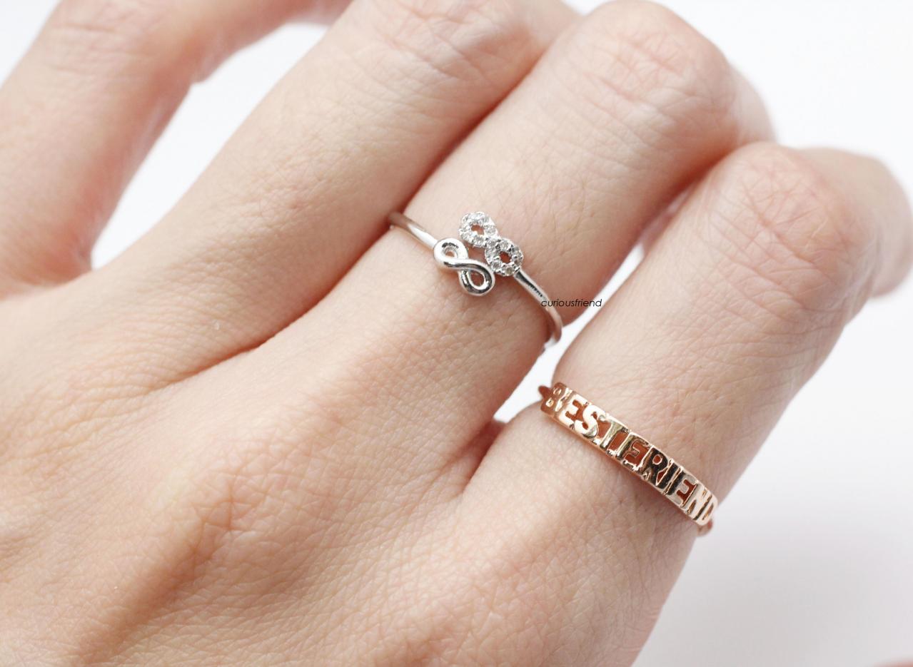 Adjustable Infinity Friend Knuckle Ring With Cz, Friend Ring (3colors ...