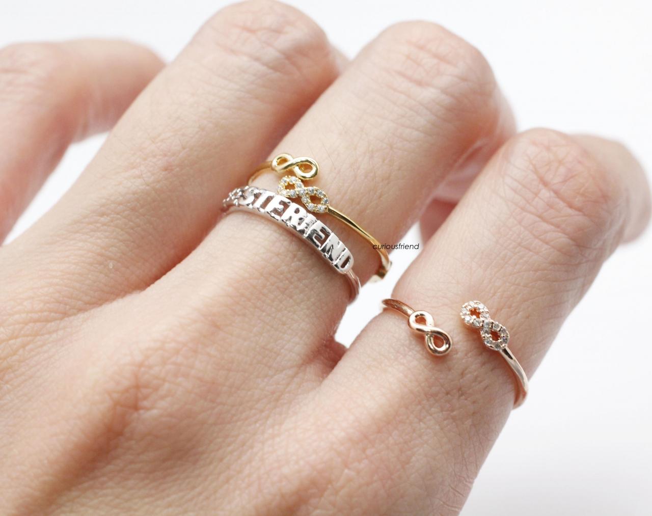 Adjustable Infinity Friend Knuckle Ring With Cz, Friend Ring (3colors ...