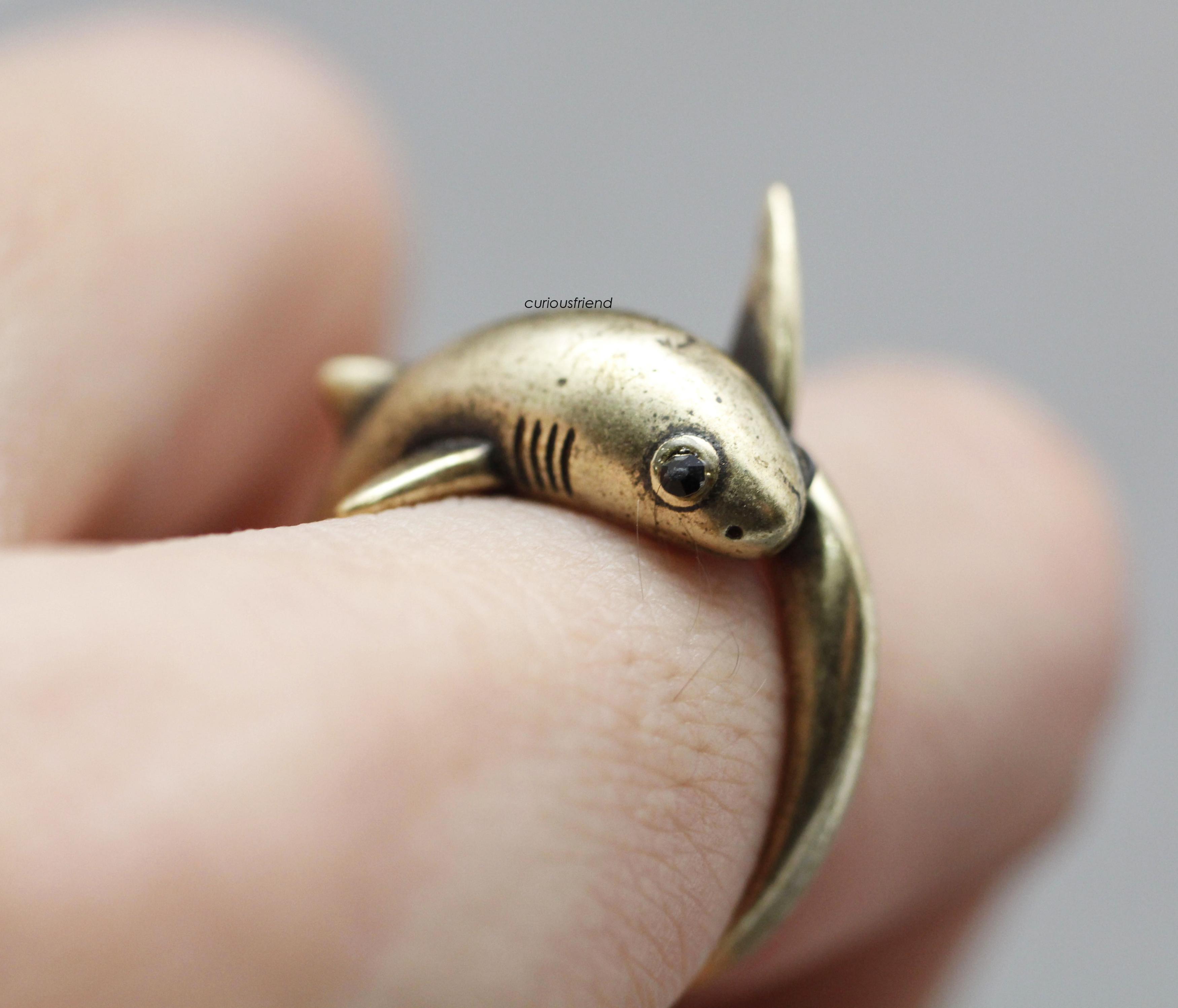 Adjustable Retro Shark Ring , Animal Ring, Antique Tone Jewelry Size ...