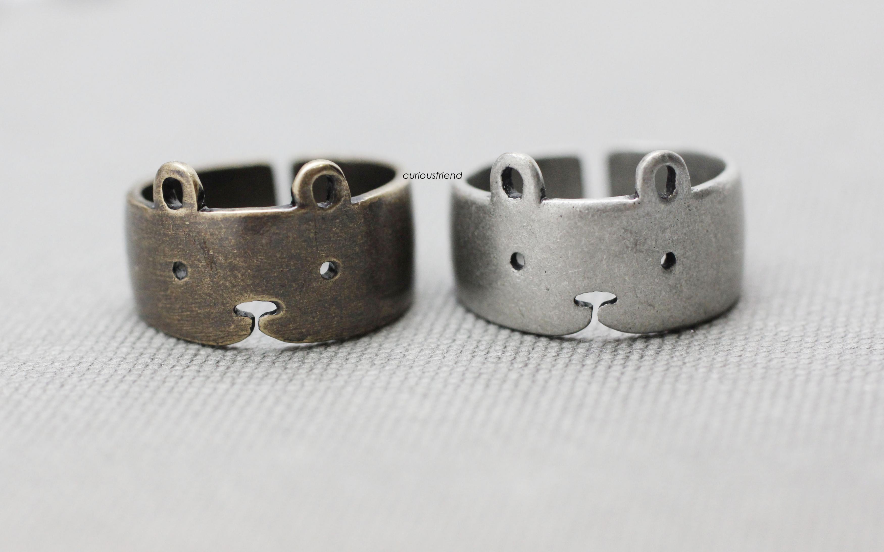 Adjustable Cute Teddy Bear Ring , Animal Ring,bear Face,antique Tone ...