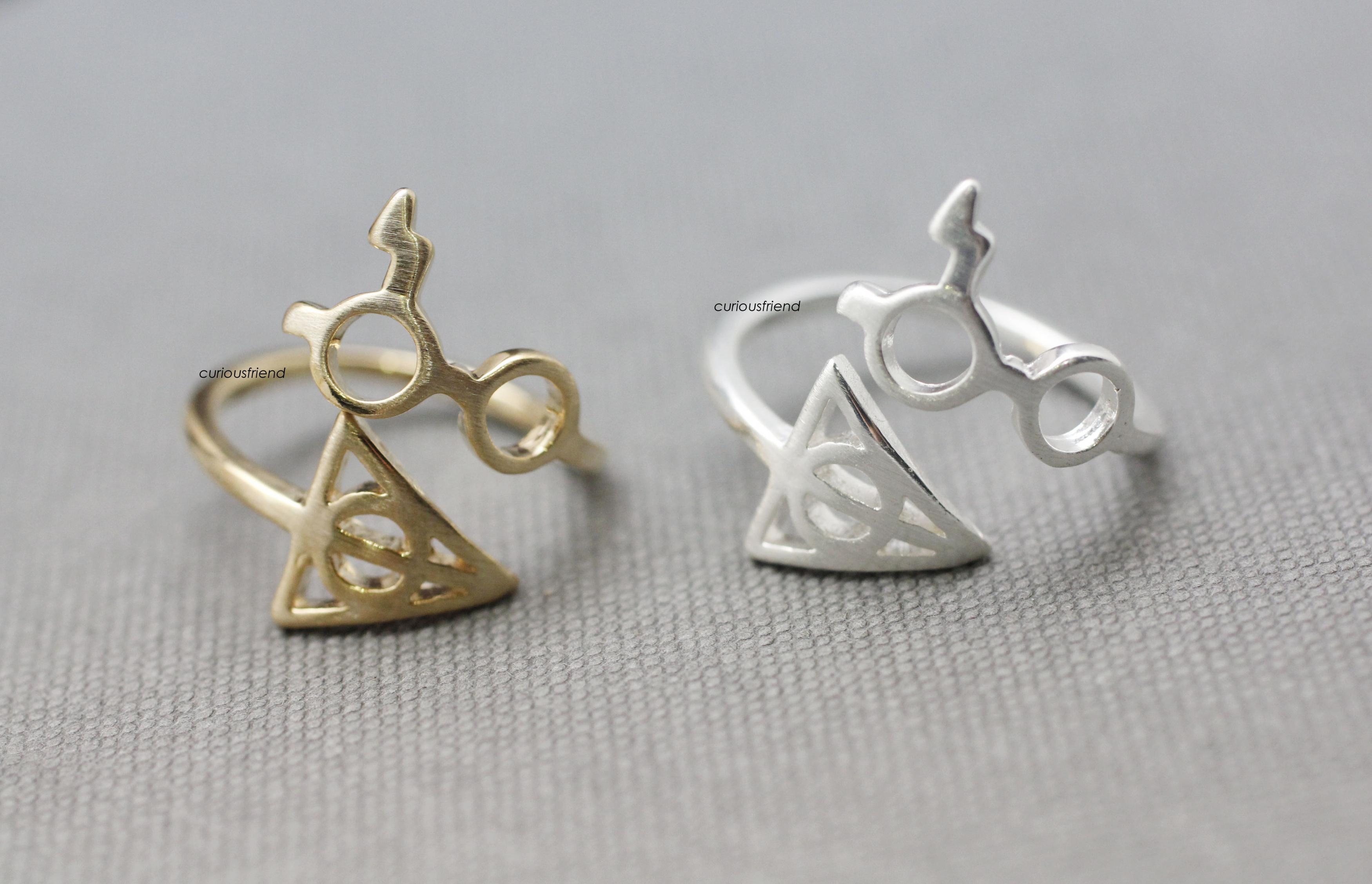 Adjustable Harry Potter And Deathly Hollows Ring, Choose Your Color ...