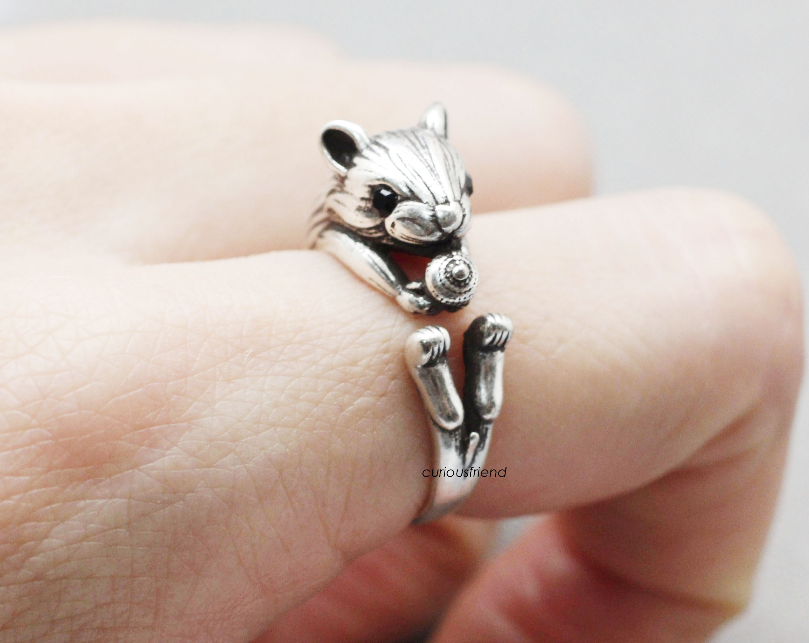 Adjustable Cute Squirrel With Acorn Ring,animal Ring, Antique Tone ...