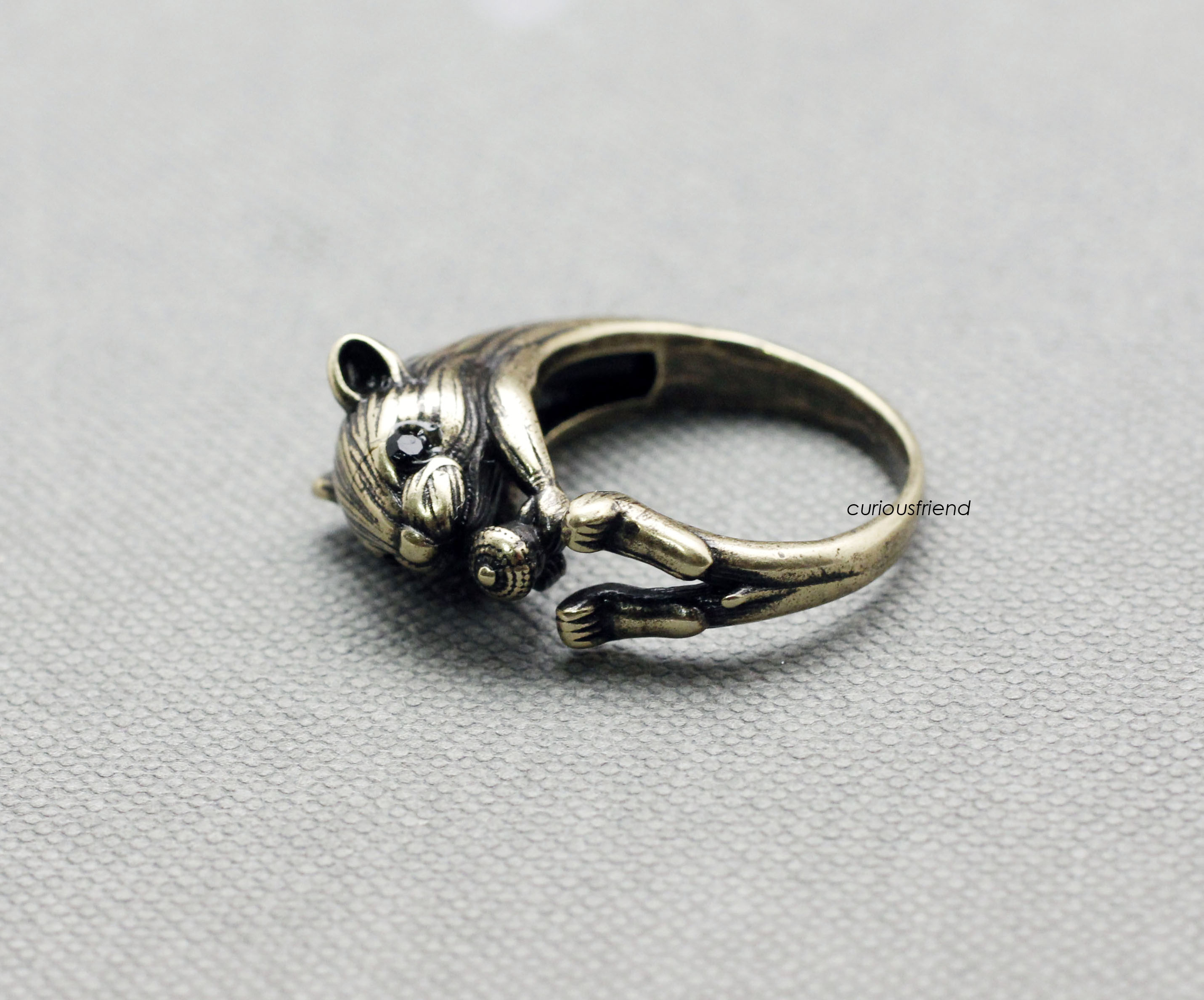 Adjustable Cute Squirrel With Acorn Ring,animal Ring, Antique Tone ...
