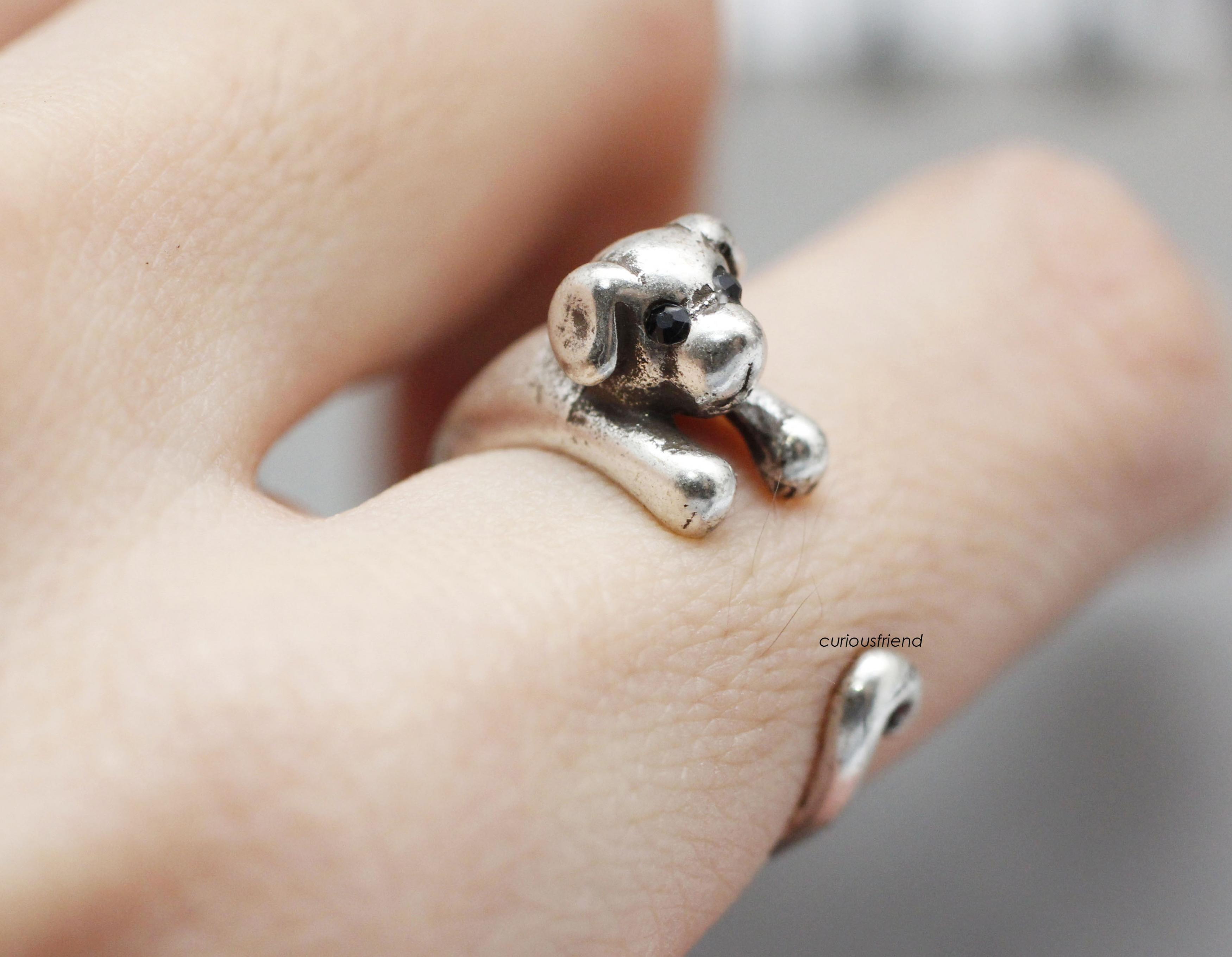 Adjustable Cute Puppy Ring ,animal Ring,dog Ring, Antique Tone Jewelry ...