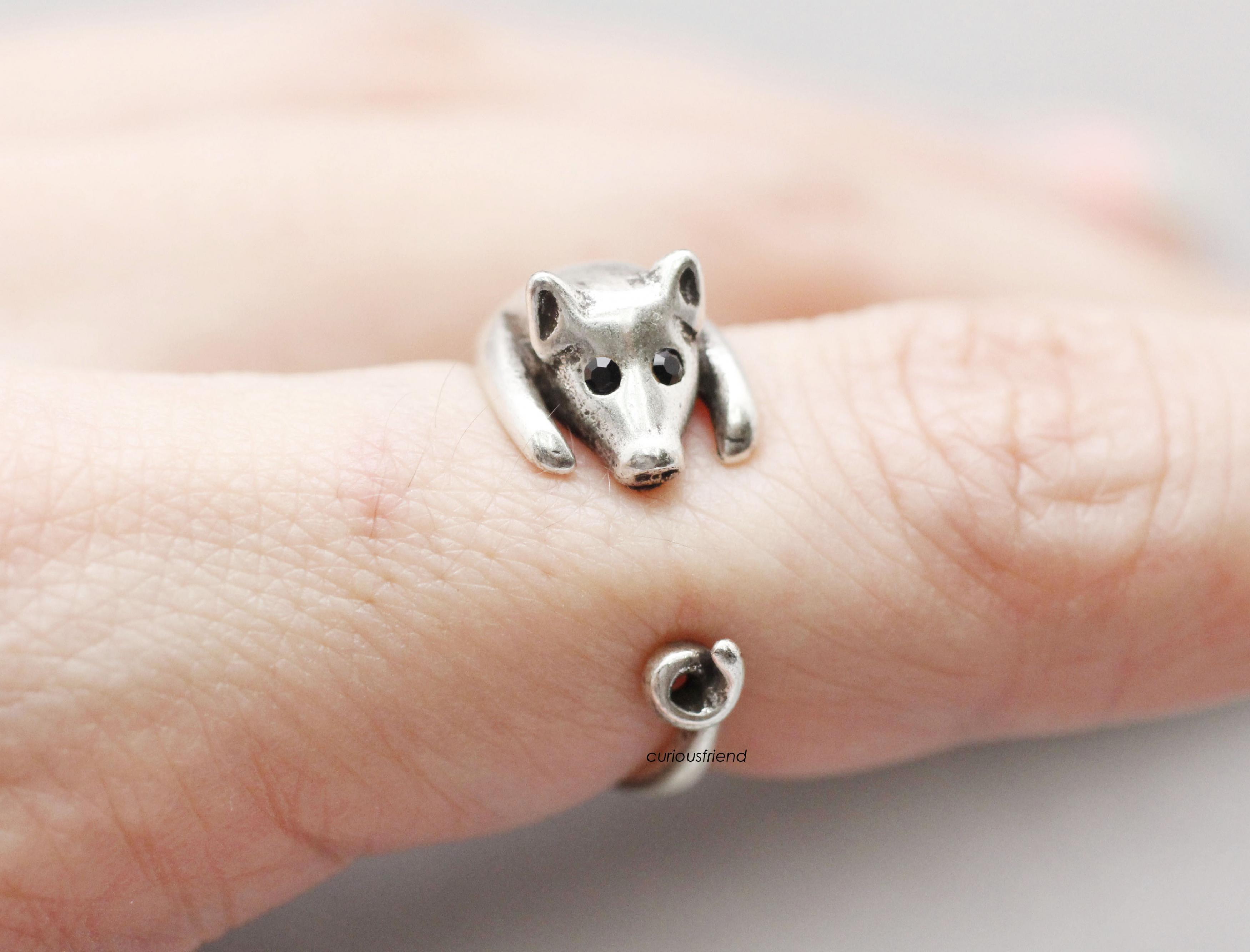 Adjustable Cute Pig Ring ,animal Ring, Antique Tone Jewelry Size ...