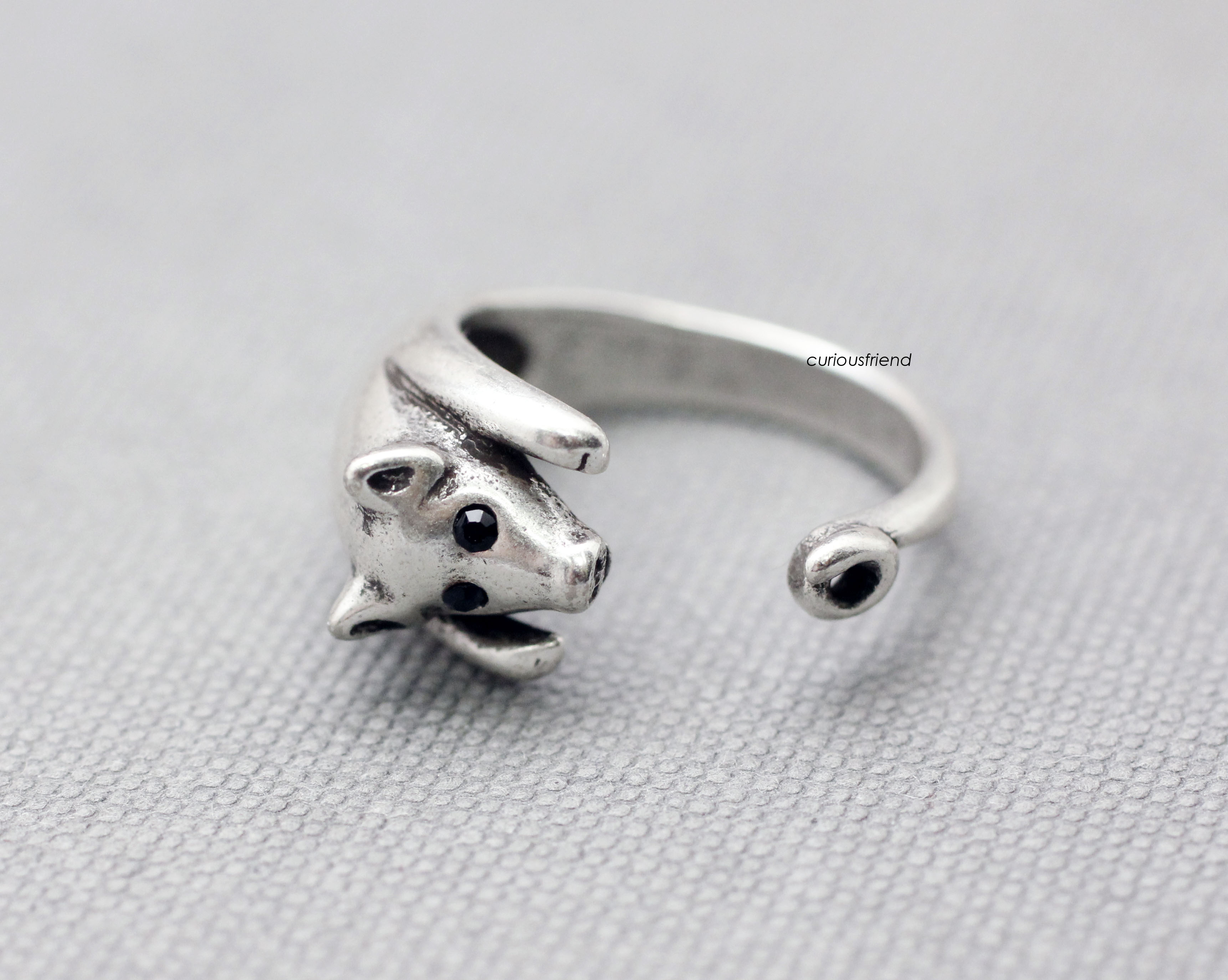 Adjustable Cute Pig Ring ,animal Ring, Antique Tone Jewelry Size ...