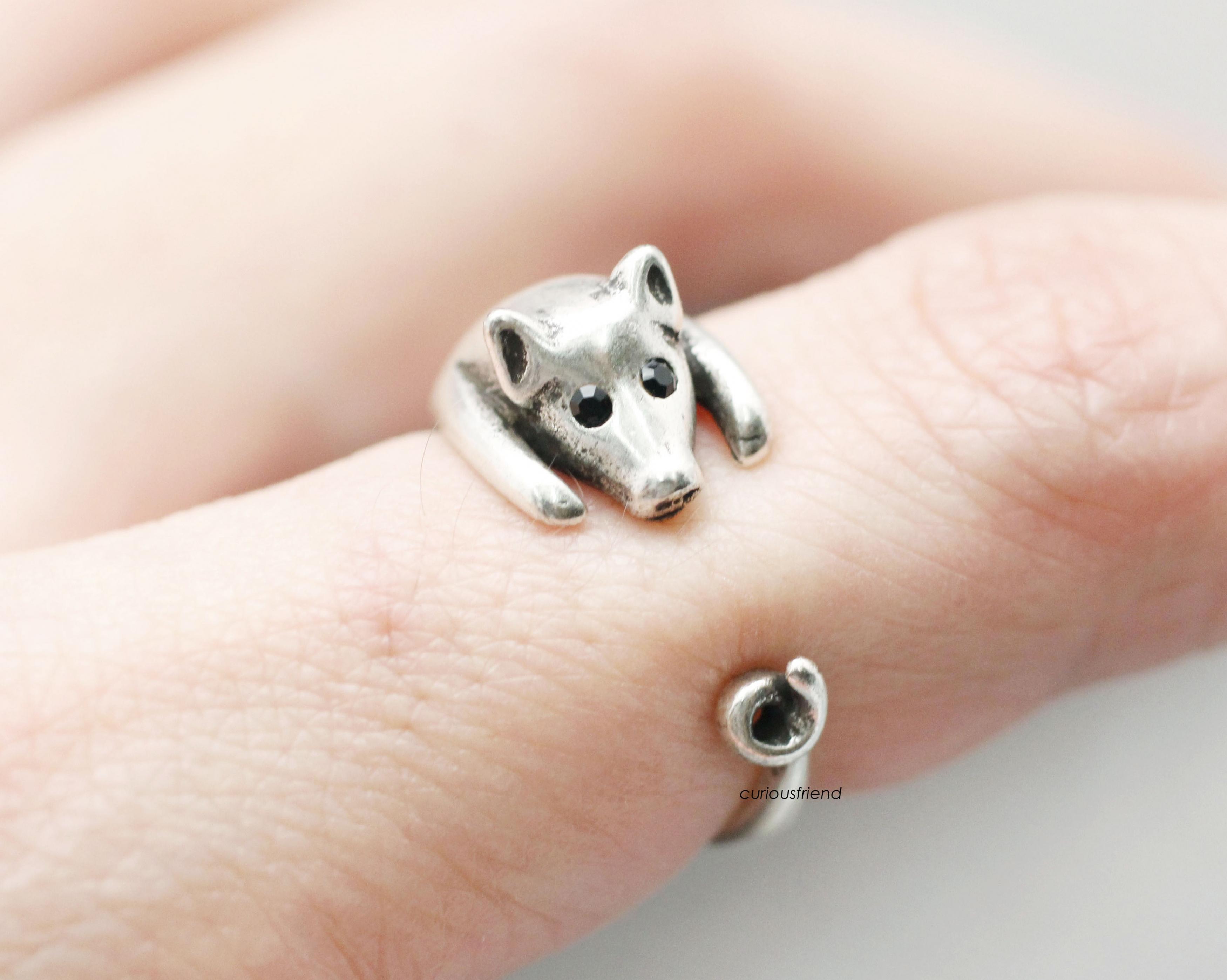 Adjustable Cute Pig Ring ,animal Ring, Antique Tone Jewelry Size ...