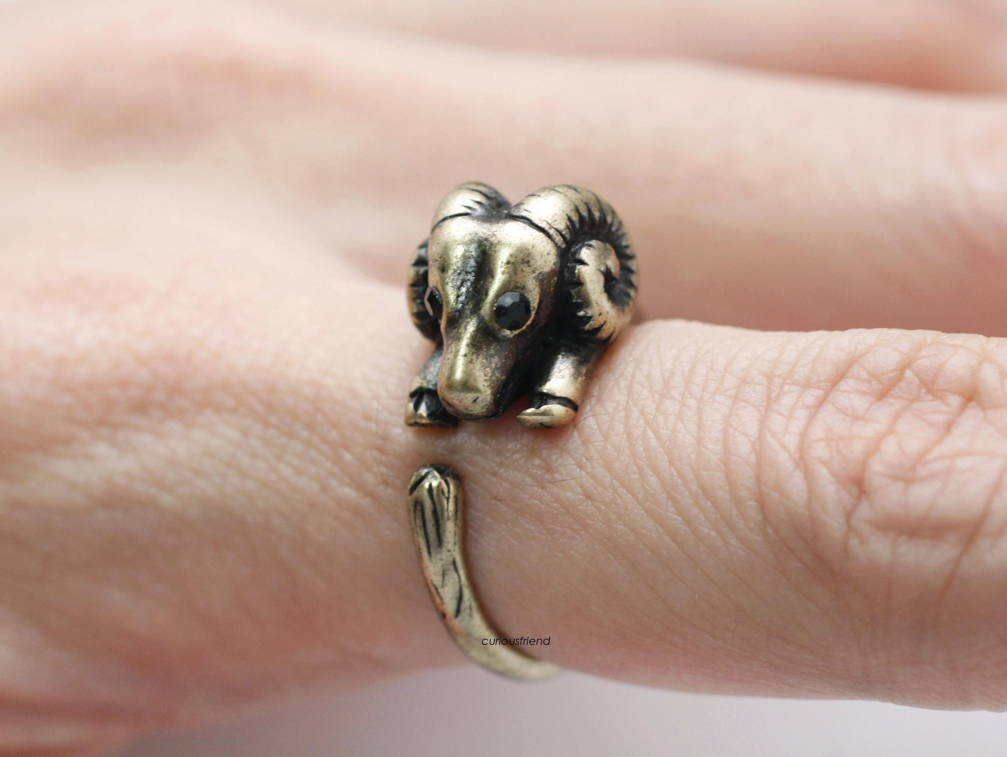 Adjustable Cutesheep Ring,ram Wrap Ring,animal Ring, Antique Tone ...